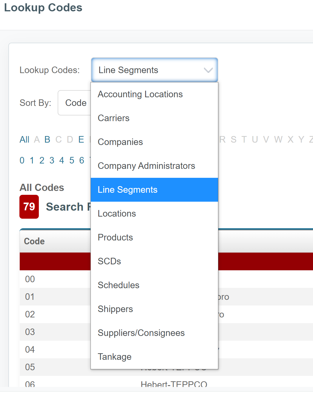 Lookup Codes – Transport4