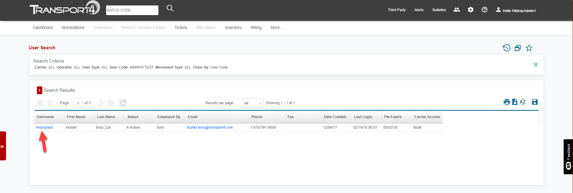 Admin Changing Pushes for Another User – Transport4