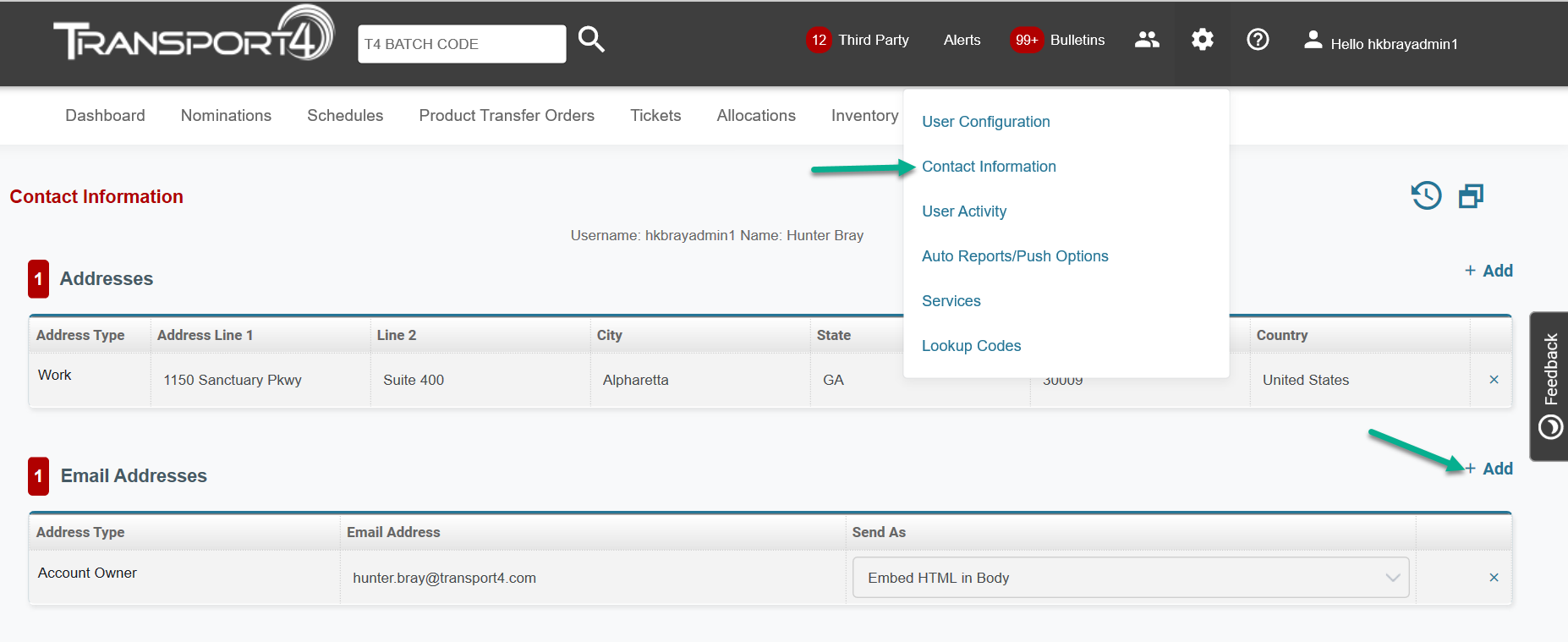 CPL & CTL | Carrier Contact Roles – Transport4