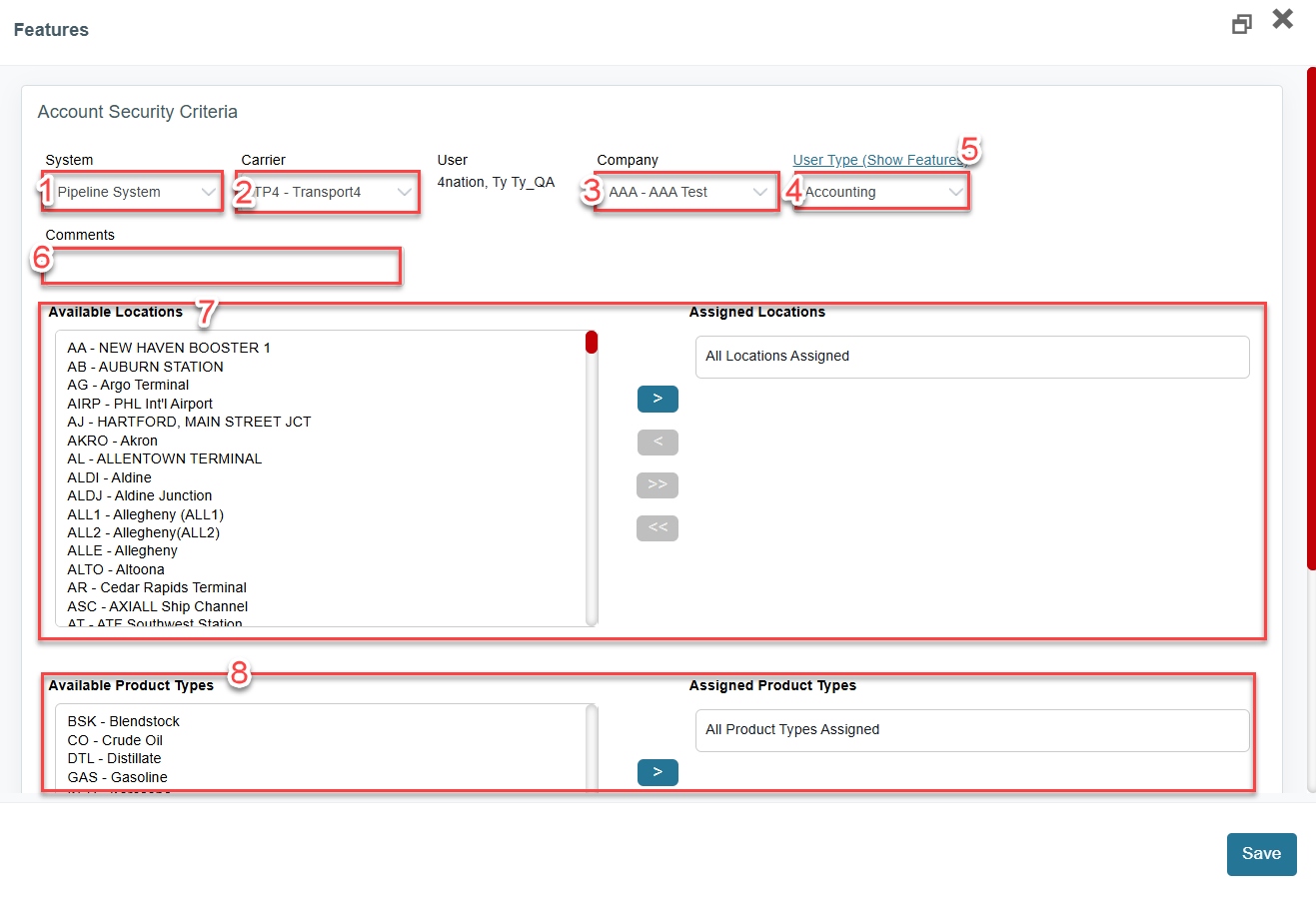 Administrative | Adding/Removing Pipeline User Type Access – Transport4